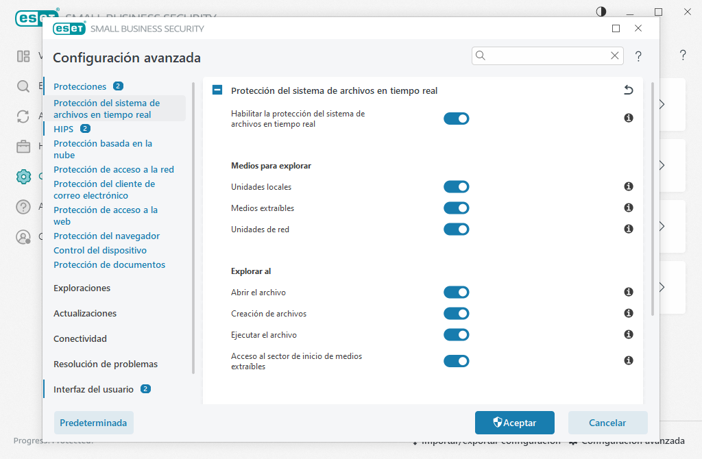 Protección del sistema de archivos en tiempo real | ESET Small Business ...