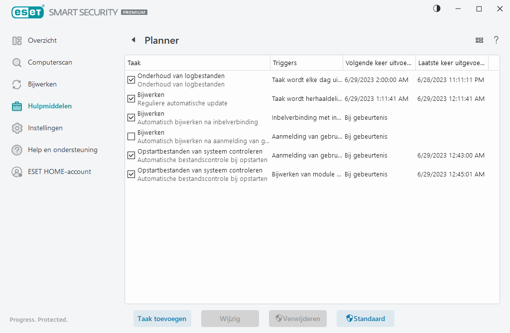 Planner | ESET Smart Security Premium 18 | Online-Help van ESET